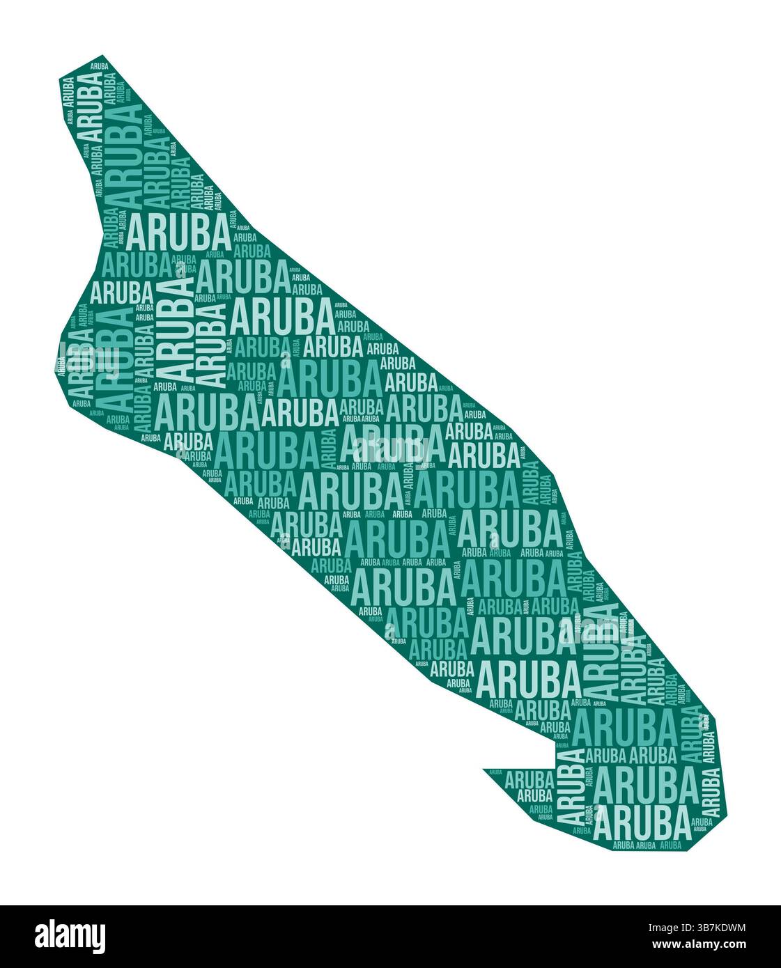 Aruba shape. Country word cloud with region division. Aruba colored ...