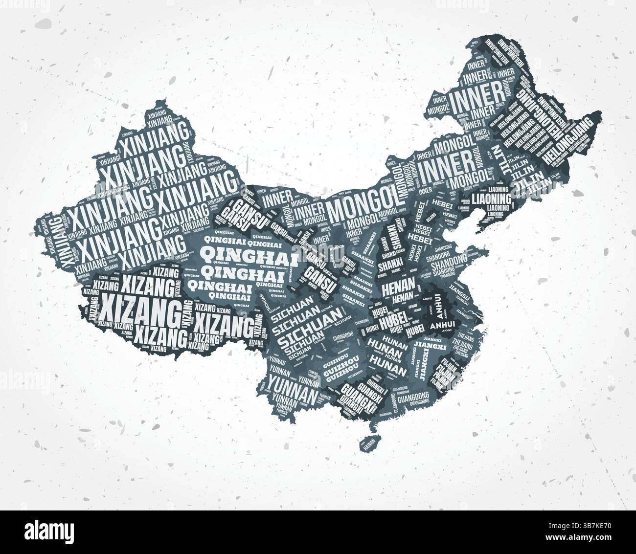 China regions map word hi-res stock photography and images - Alamy
