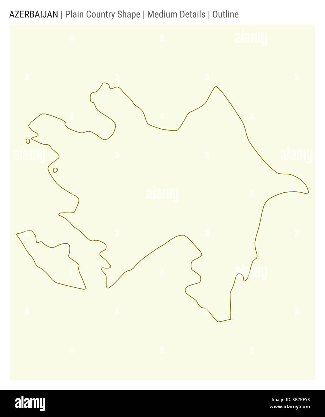 Azerbaijan plain country map. Medium details. Outline style. Shape of ...
