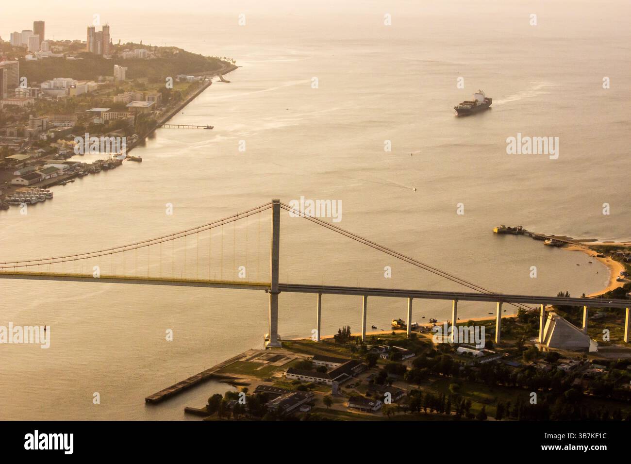 Aerial view of the Katembe bridge, connecting the cities of Maputo and ...