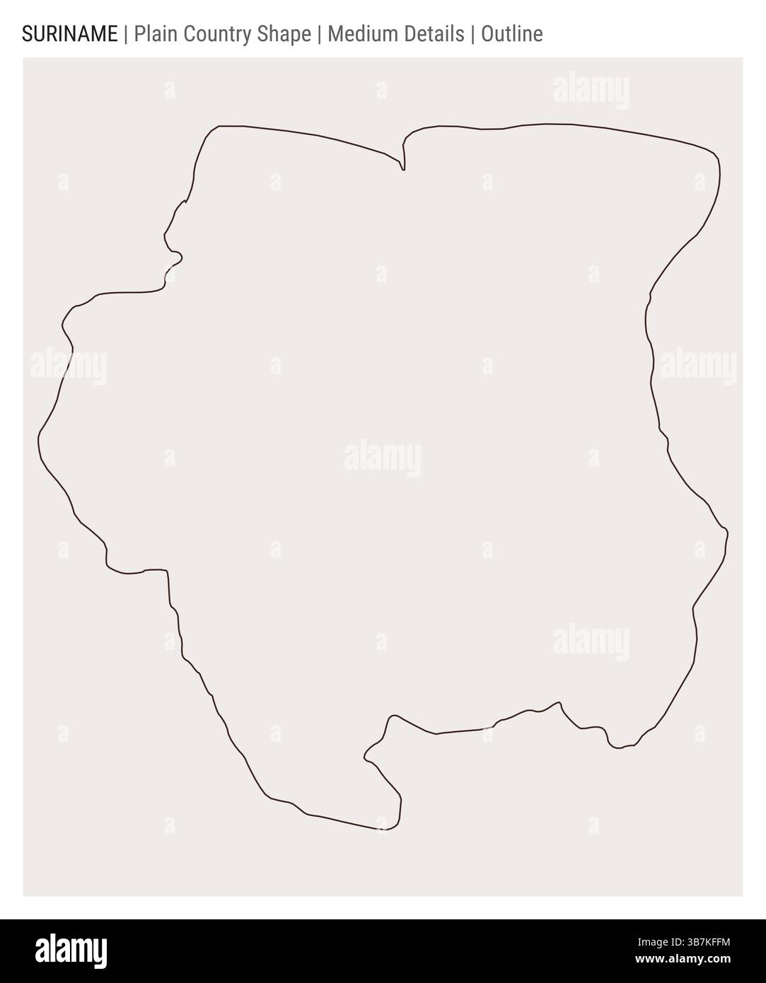 Suriname plain country map. Medium details. Outline style. Shape of ...