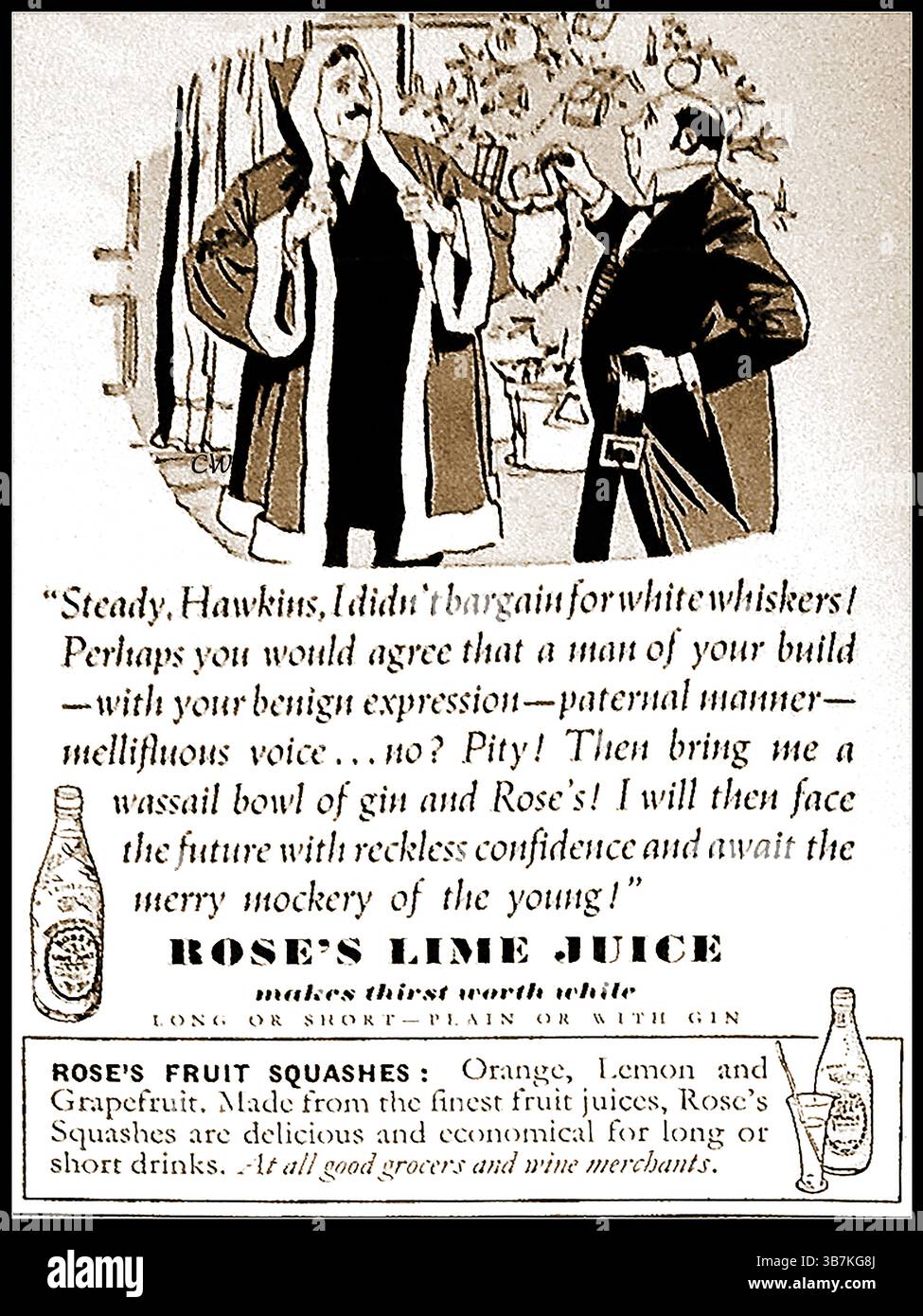 A 1950's British Christmas advert for Rose's Lime Juice Stock Photo - Alamy