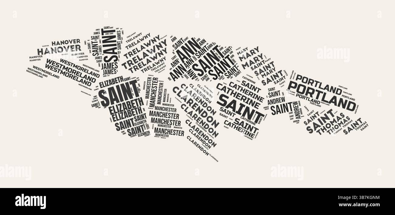 Jamaica Word Cloud. Country with regional division. Jamaica typographic ...