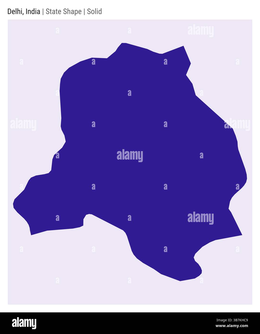 Delhi, India. Simple vector map. State shape. Solid style. Border of ...