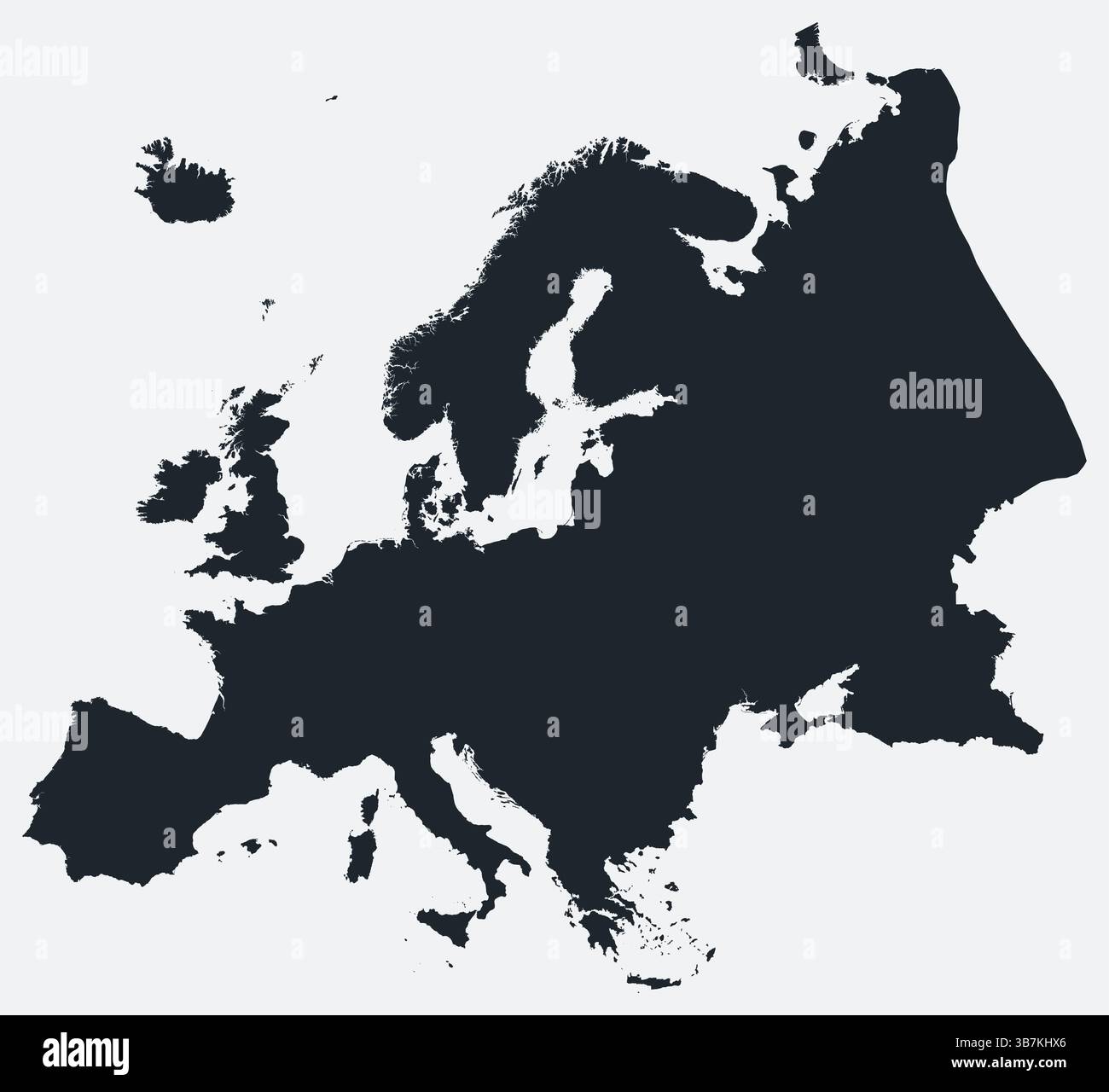 Europe map. Just a simple border map. Shape of the continent. Flat ...