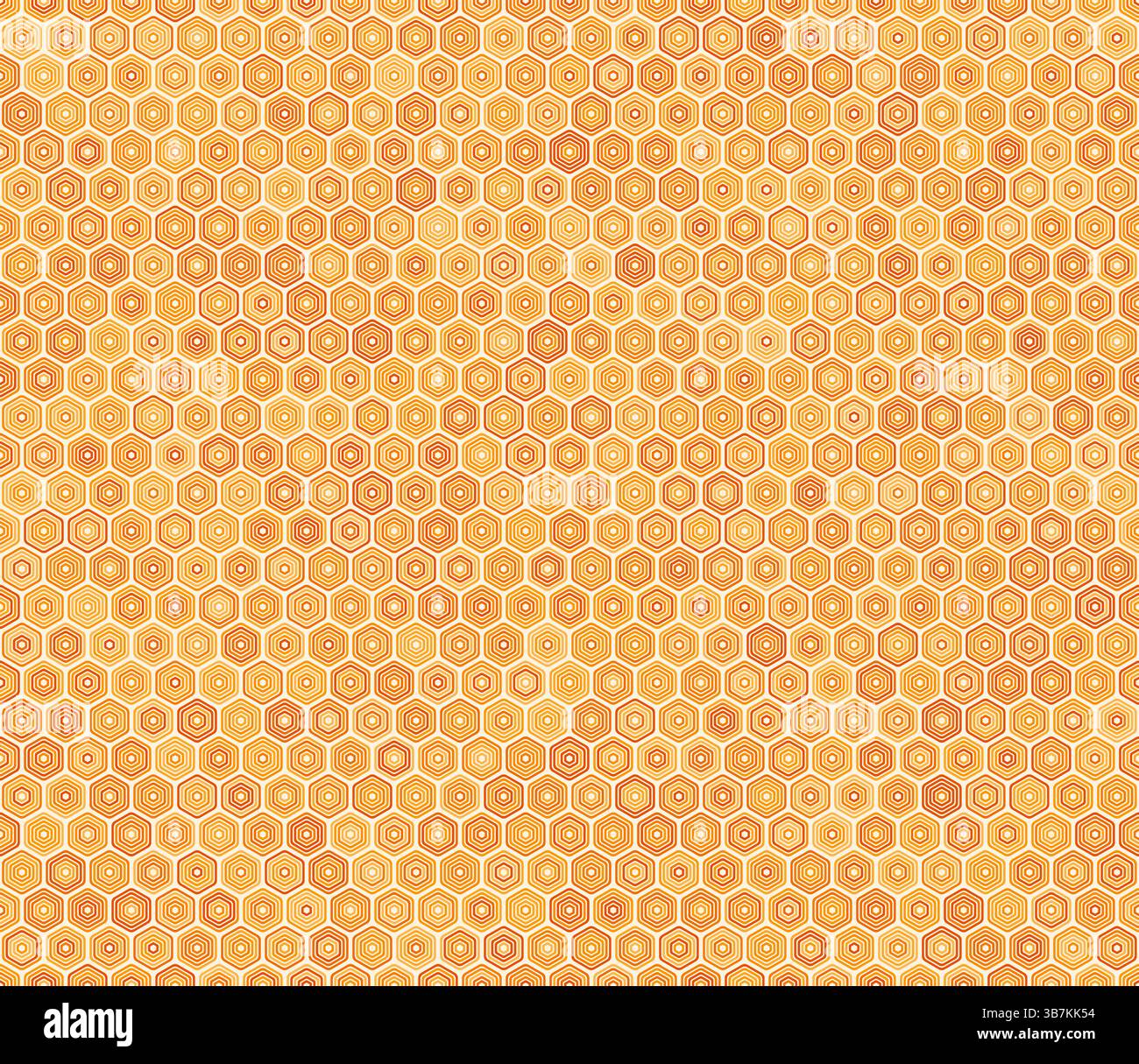 Honeycomb mosaic pattern. Bold rounded stacked hexagons mosaic pattern. Orange color tones ...