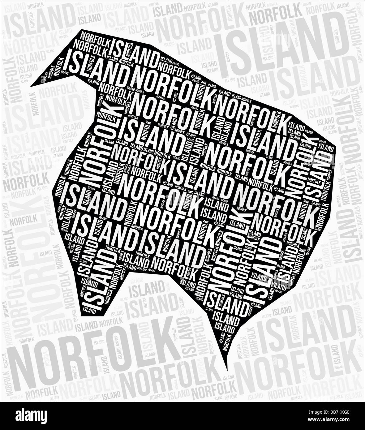 Norfolk Island regions map word cloud. Norfolk Island region names ...