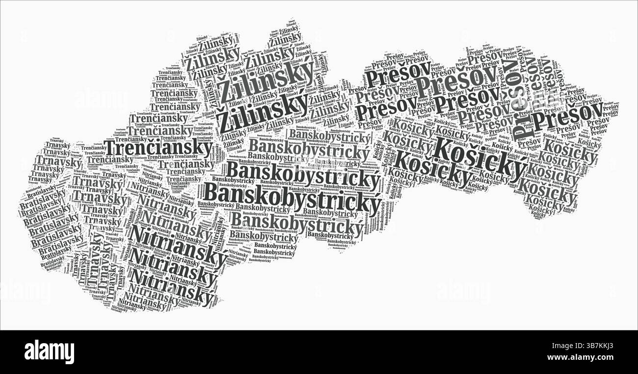 Slovakia Text Style Regions. Country region names word clouds in the ...