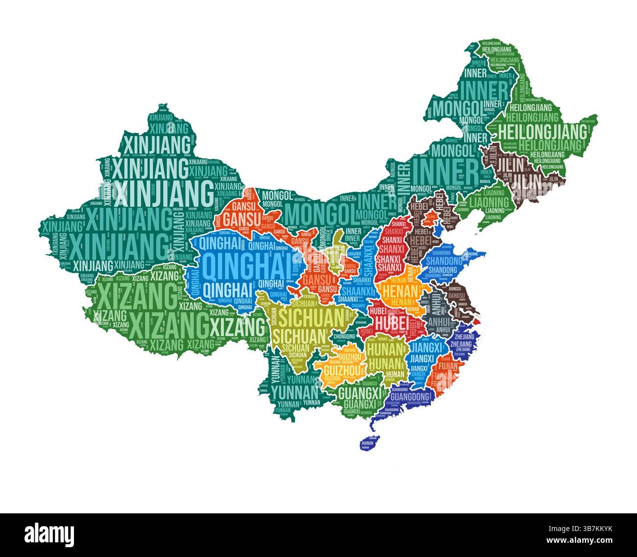 China regions map word hi-res stock photography and images - Alamy