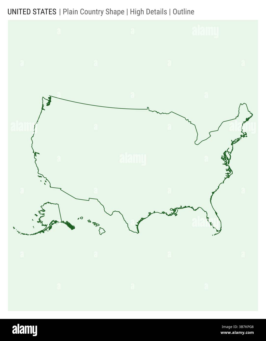 USA plain country map. High details. Outline style. Shape of USA ...