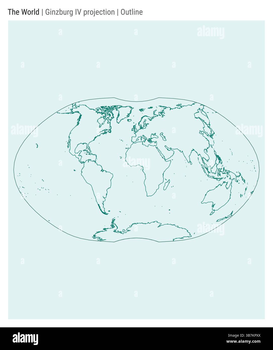 World Map. Ginzburg IV projection. Outline style. High Detail World map ...