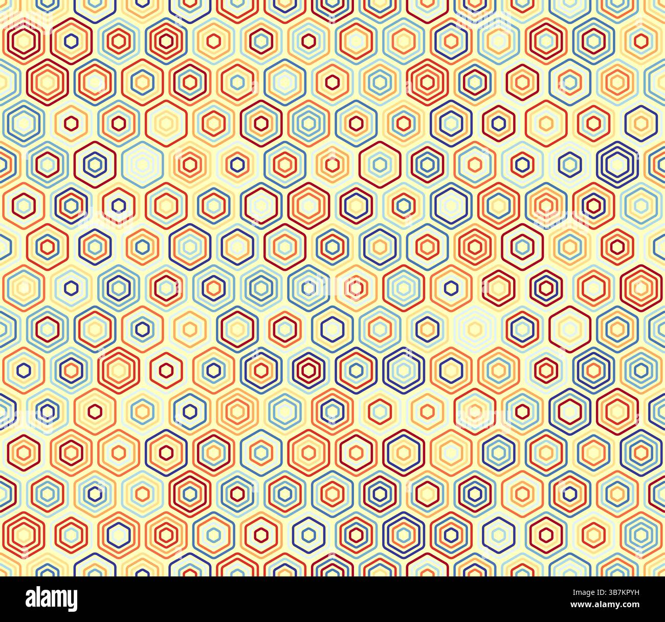 Seamless geometric pattern. Bold stacked rounded hexagons mosaic cells. Hexagon cells. Multiple ...