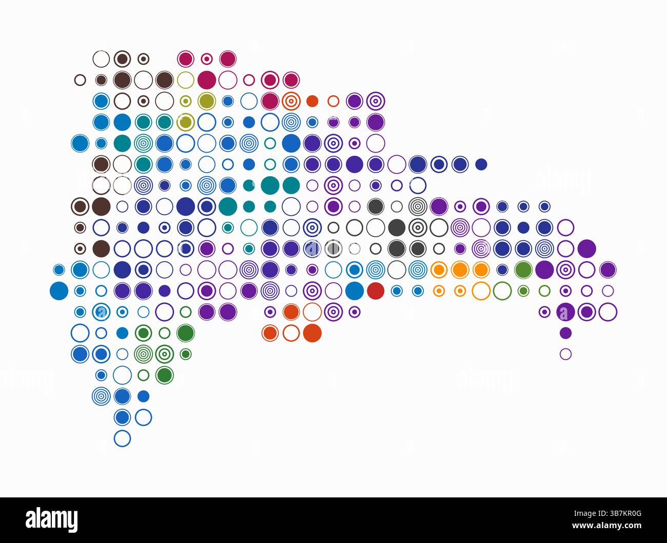 Dominican Republic, shape of the country built of colored cells ...