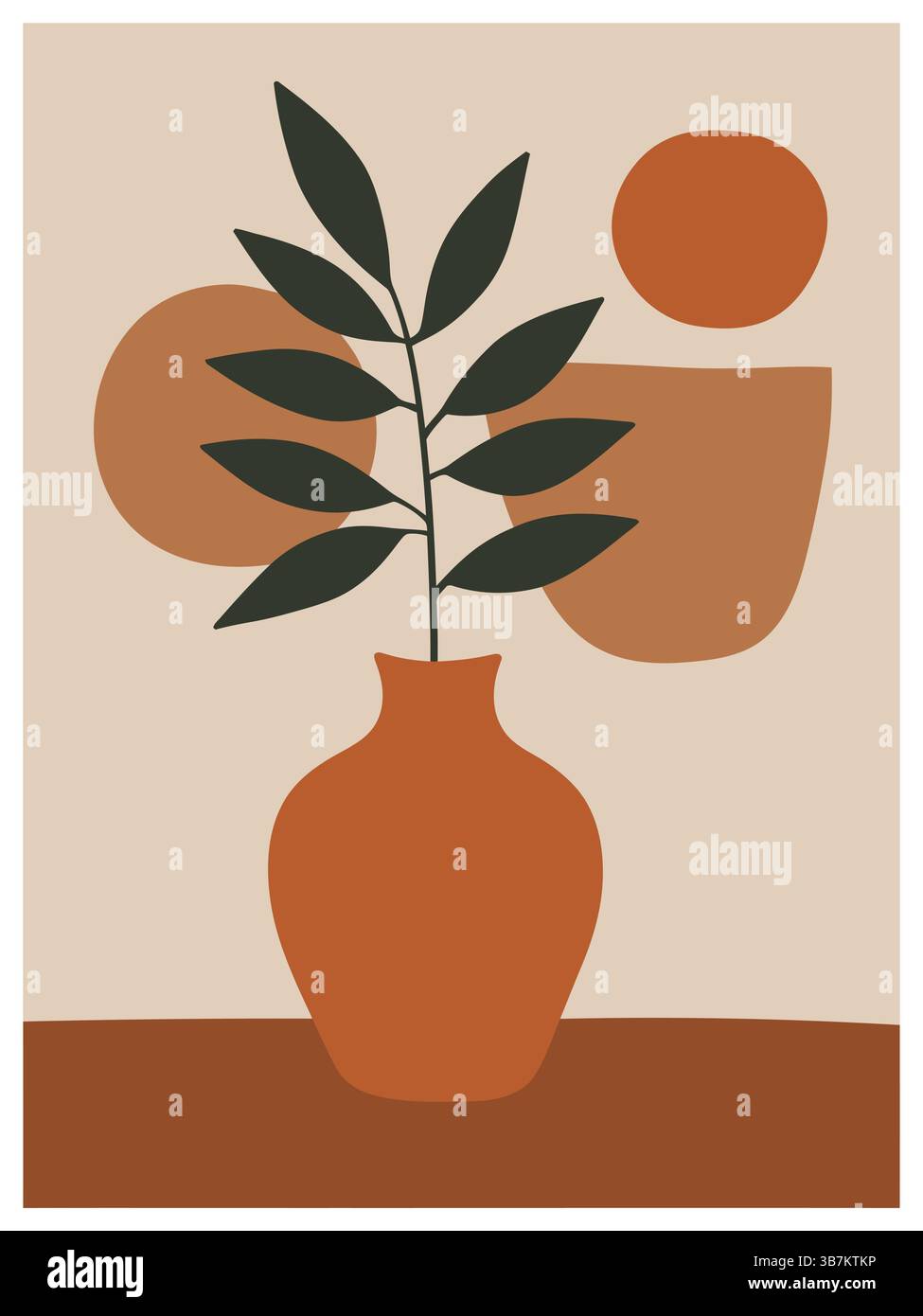 Modern Abstract Plant in Terracotta Vase Vector Illustration Stock ...