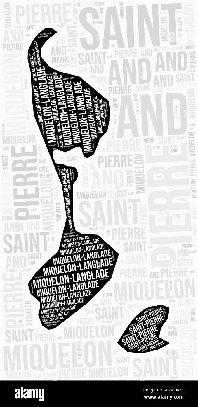 Saint Pierre and Miquelon regions map word cloud. Saint Pierre and ...