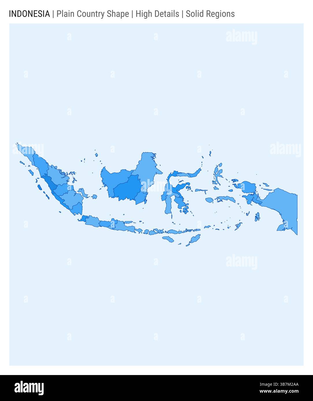 Indonesia plain country map. High details. Solid regions style. Shape ...