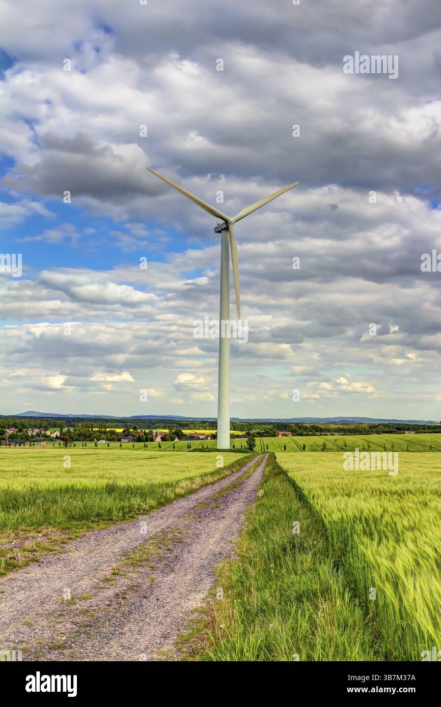 Modern wind wheel for ecological energy production Stock Photo - Alamy