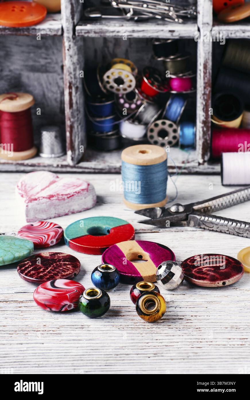 Set of beads and trinkets to make jewellery.picture in light key Stock ...