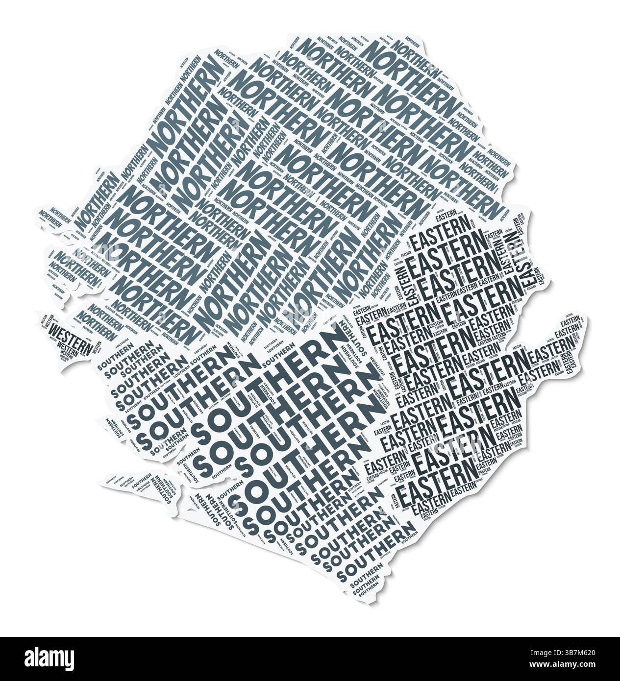 Sierra Leone shape text cloud. Country border with shadow on white ...