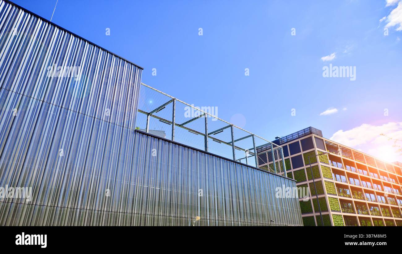 Architecture details of modern metal sheet facade storage building ...