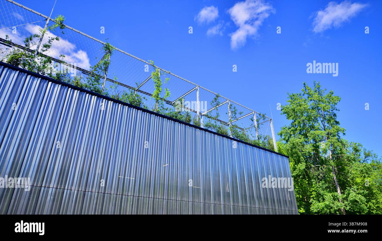 Architecture details of modern metal sheet facade storage building ...