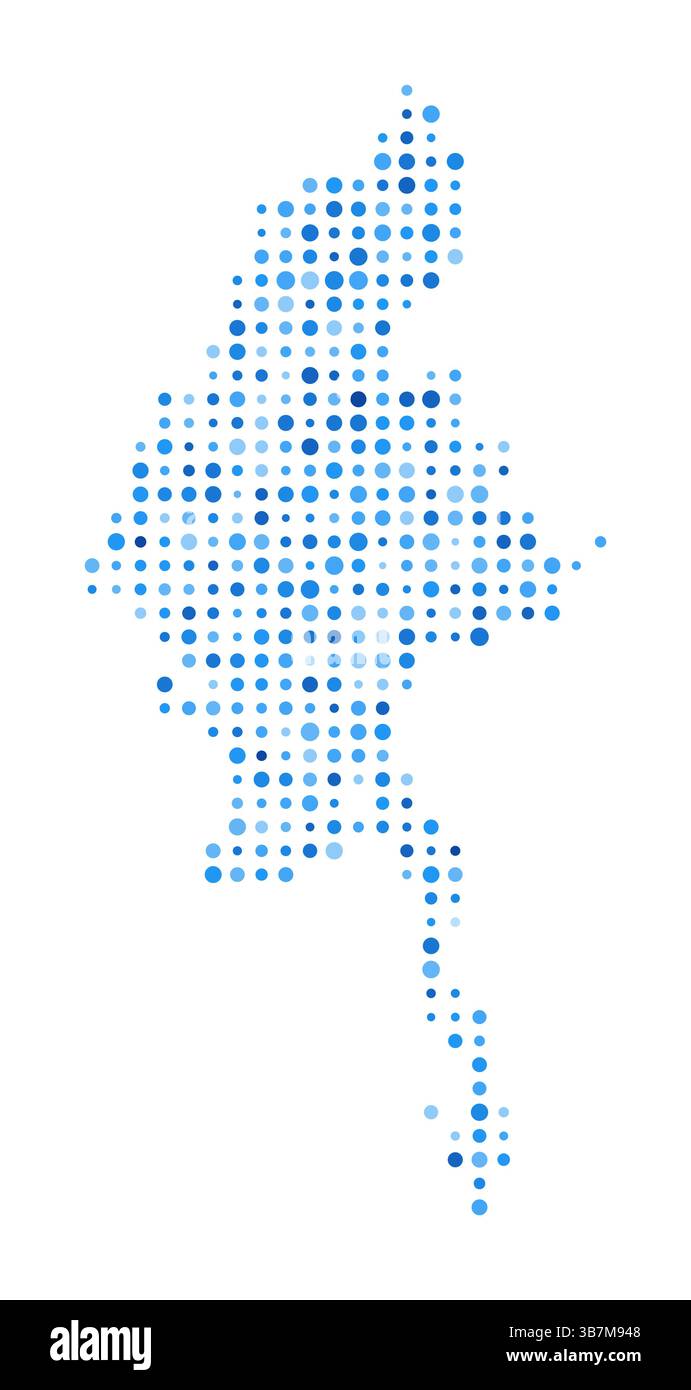 Myanmar Dot Map. Country Digital Style Shape. Myanmar vector image ...