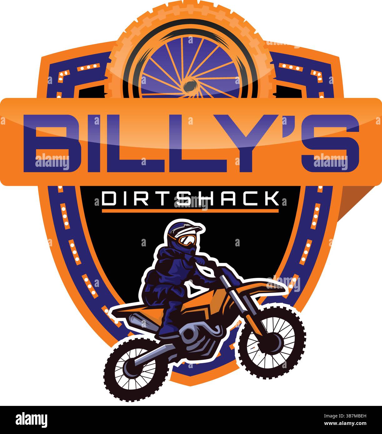 Minimalist motorcycle rider logo illustration with emblem. Perfect for ...