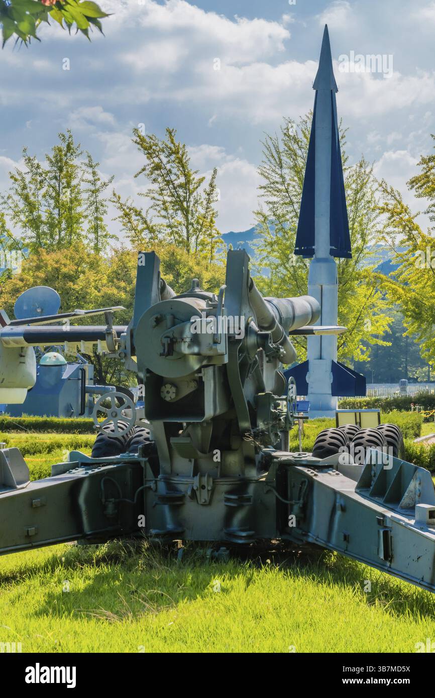 Daejeon, South Korea. September 29, 2019: Eight inch antitank gun and ...