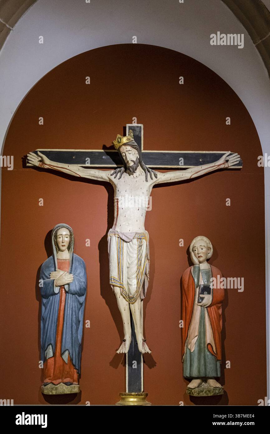 Christ of the four nails, polychrome wood carving, Byzantine Romanesque ...