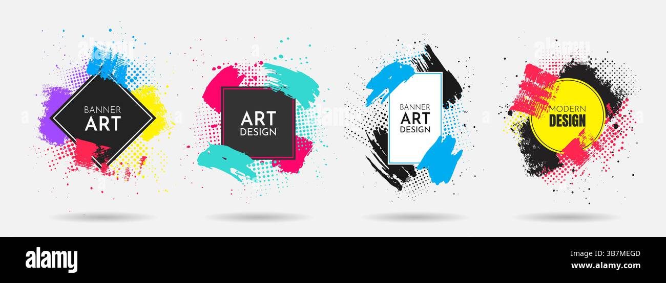 Vector illustration. Modern Art graphics. Dynamic frame. Brush stroke ...