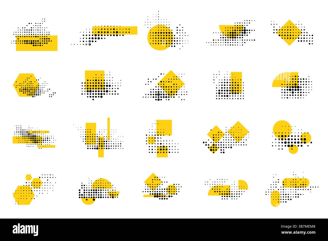 Vector illustration. Simple geometric halftone dots with yellow ...