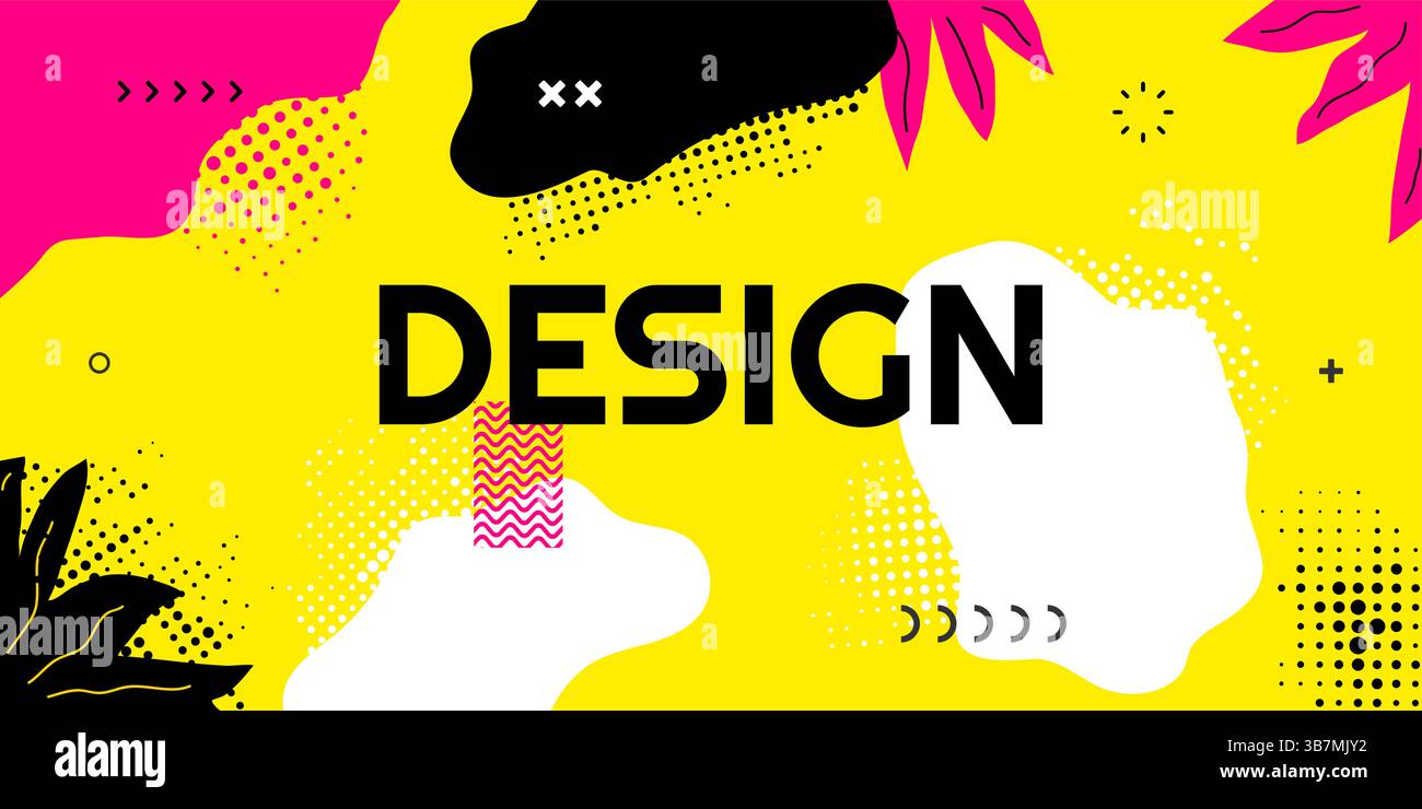 Vector illustration. Drawn abstract horizontal wallpaper. Color memphis ...