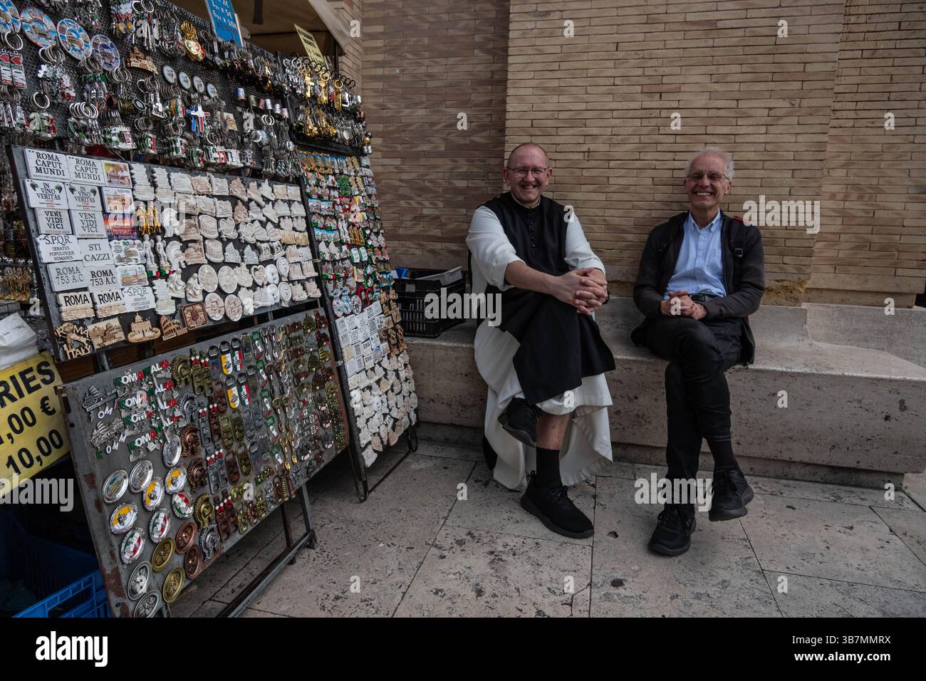 May 6, 2025: Austrian Father Karl Wallner waits on a bench near St ...
