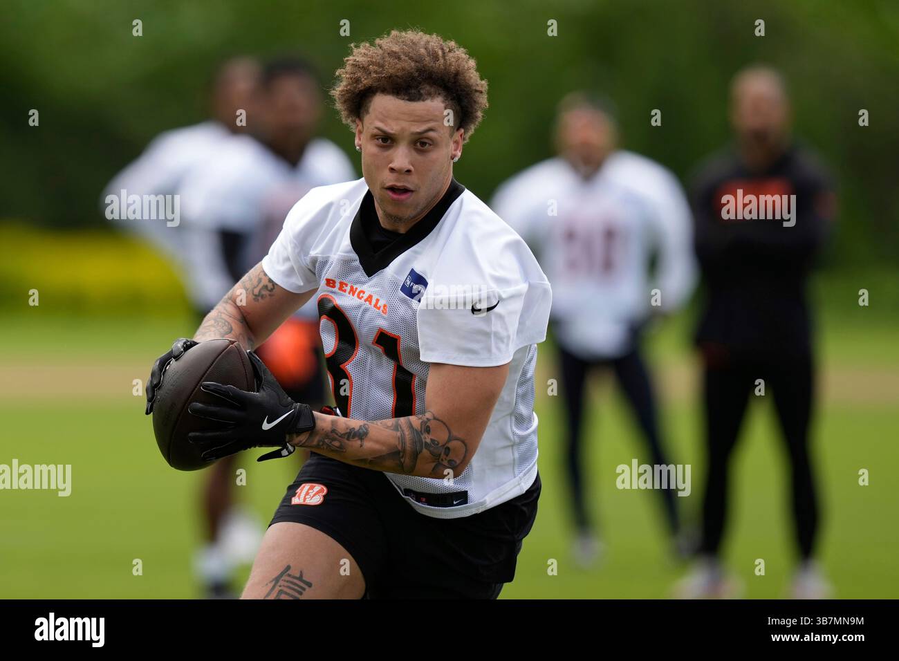Cincinnati Bengals wide receiver Jermaine Burton runs with the ball ...