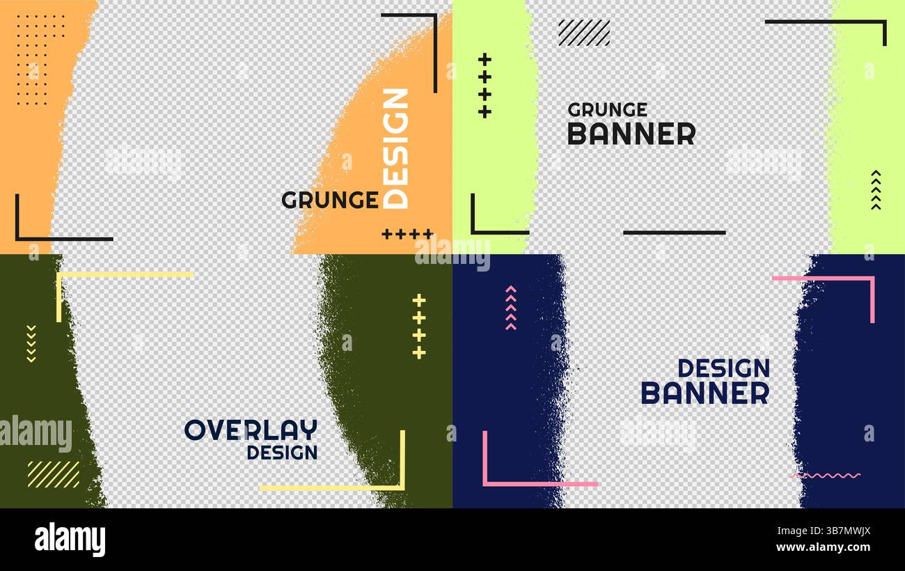 Vector illustration. Horizontal color brush strokes border elements ...