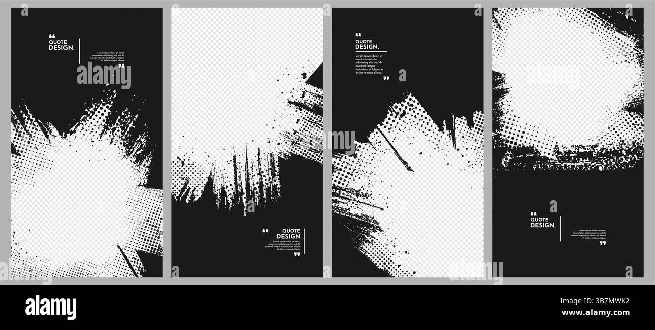 Vector illustration. Abstract black vertical overlay set. Ink brush ...
