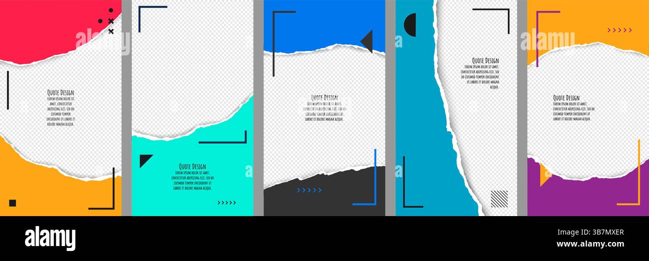 Vector illustration. Torn paper effect. Color banner collection. Design ...