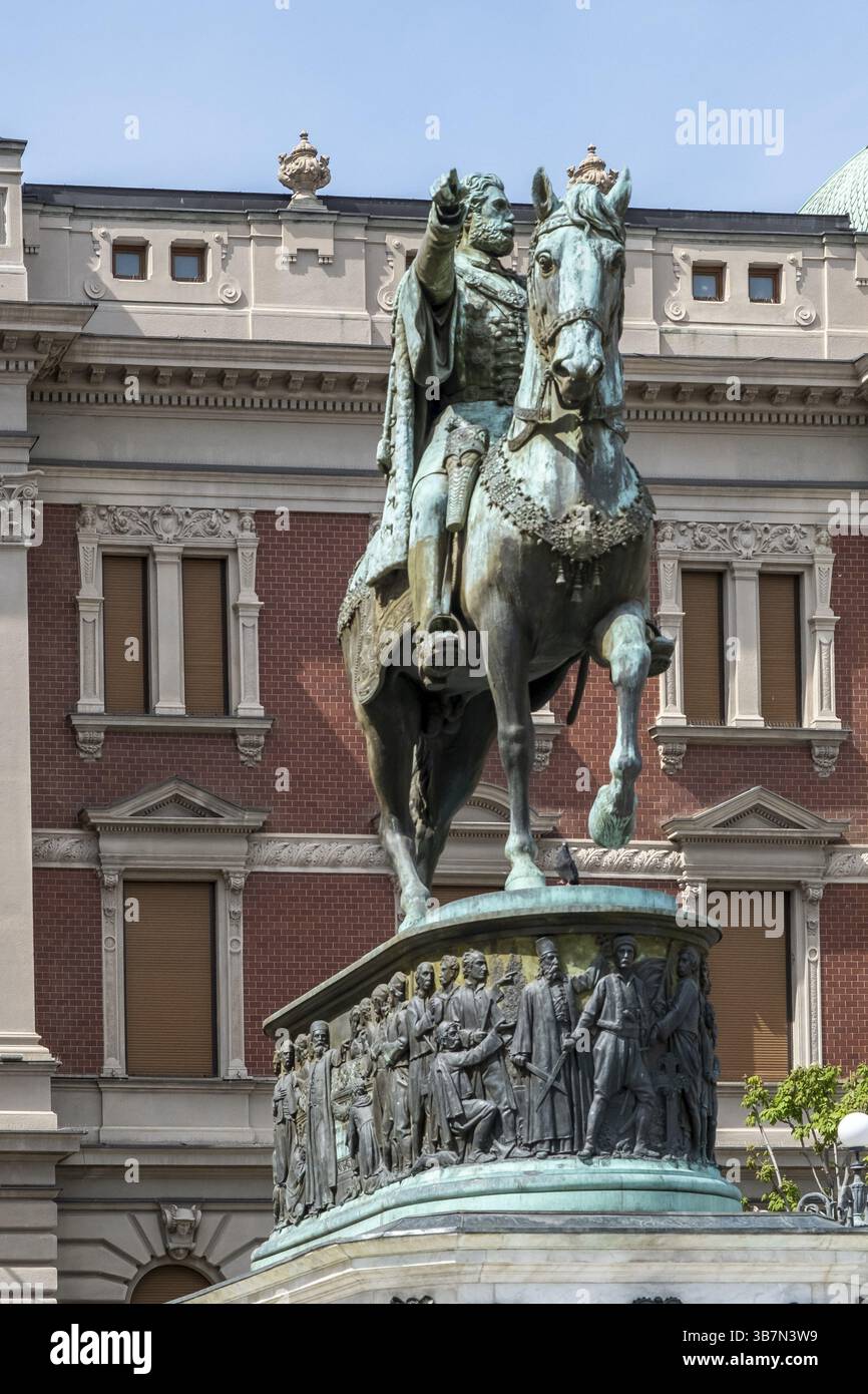 Equestrian monument to Prince Mihailo ObrenoviC on Republic Square ...