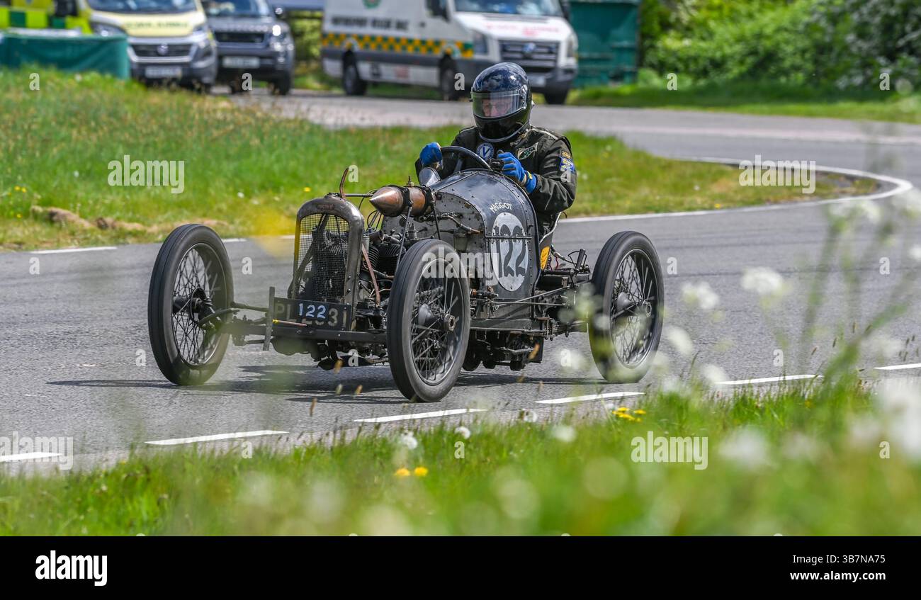 Vintage open top cars competing in the V.S.C.C. Curborough Speed trials ...