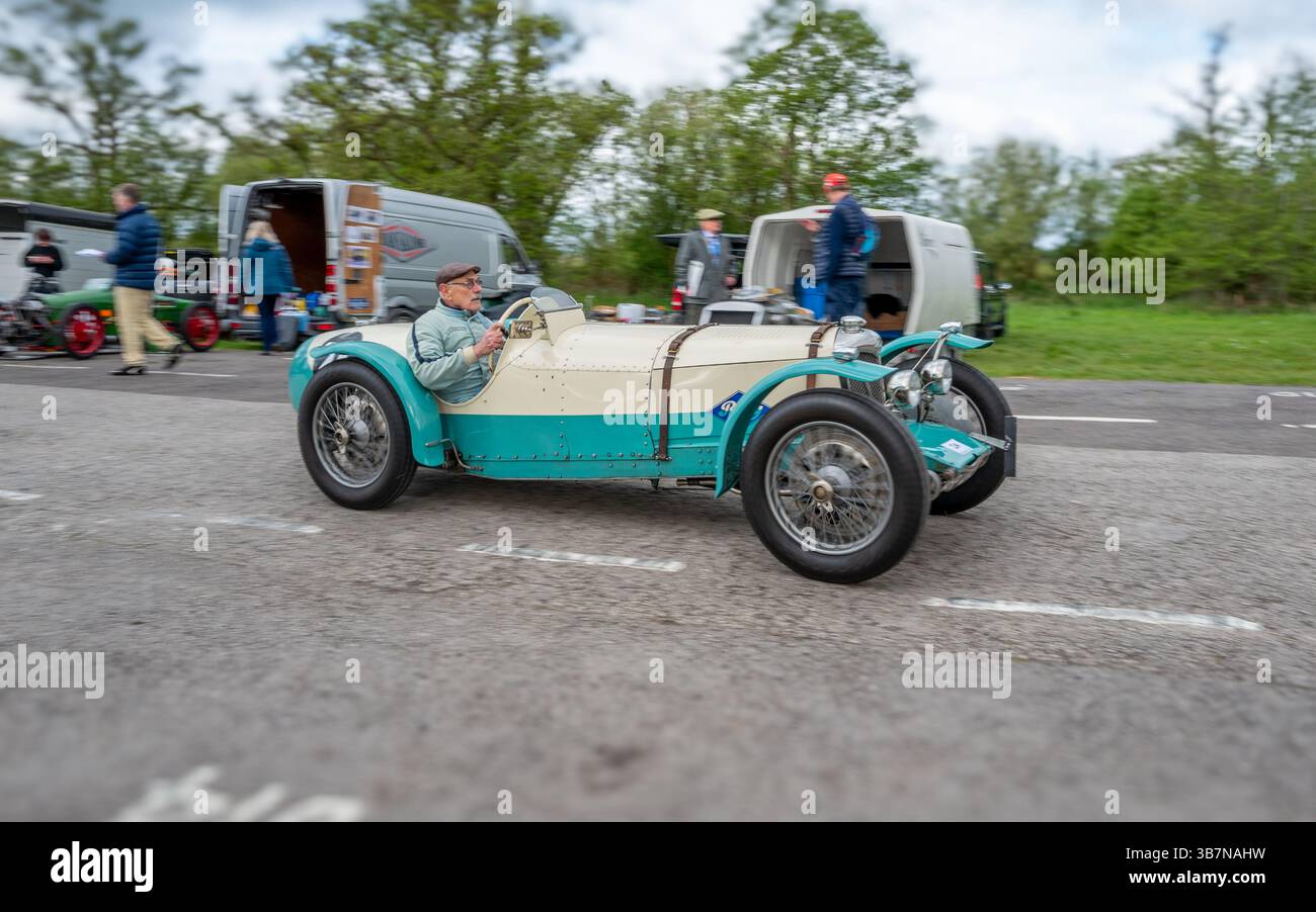 Vintage open top cars competing in the V.S.C.C. Curborough Speed trials ...