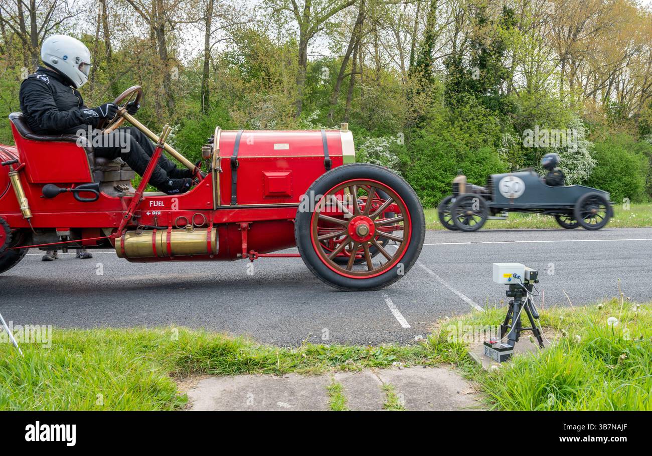 Vintage open top cars competing in the V.S.C.C. Curborough Speed trials ...