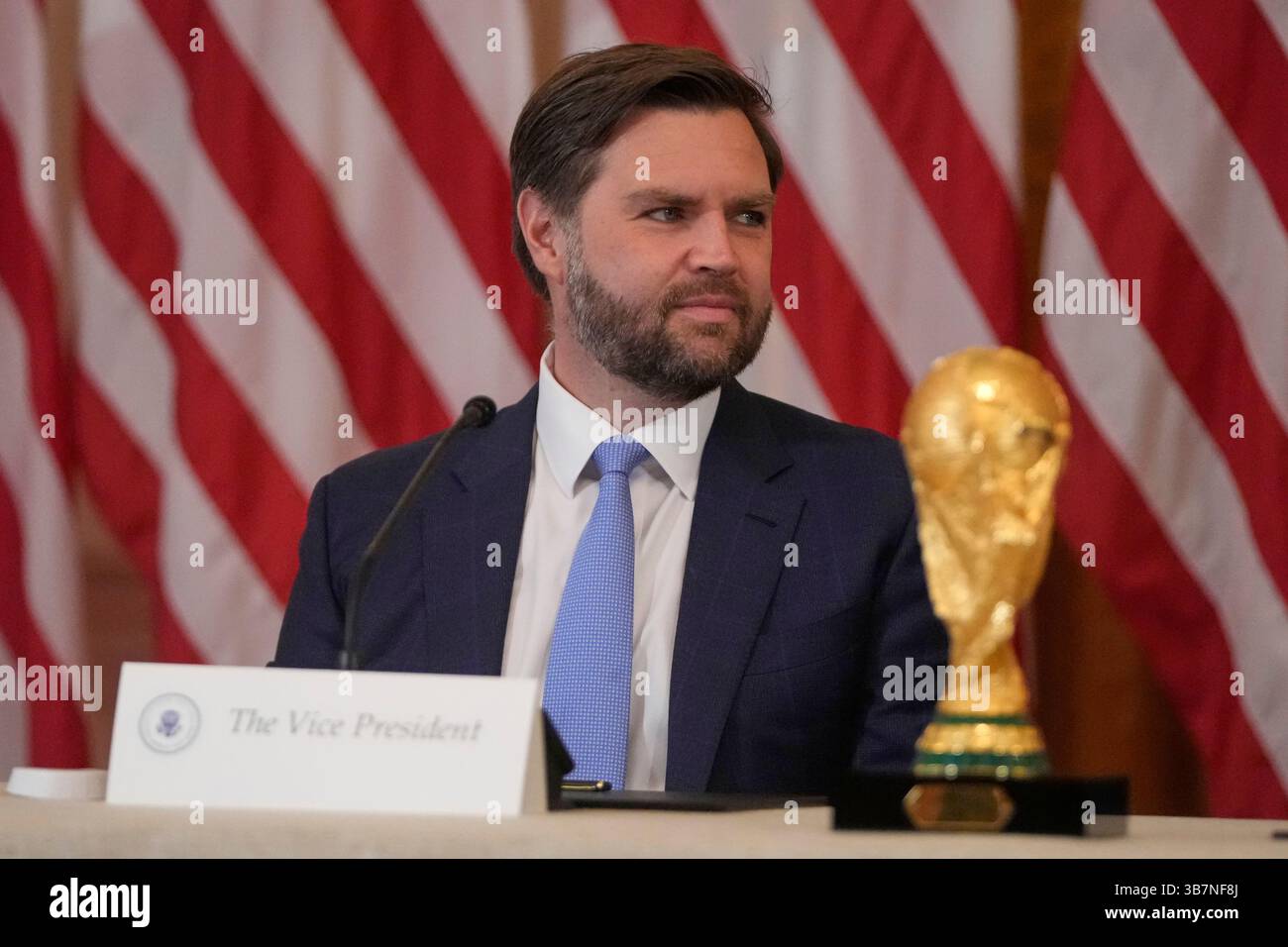 Vice President JD Vance listens as President Donald Trump speaks during ...