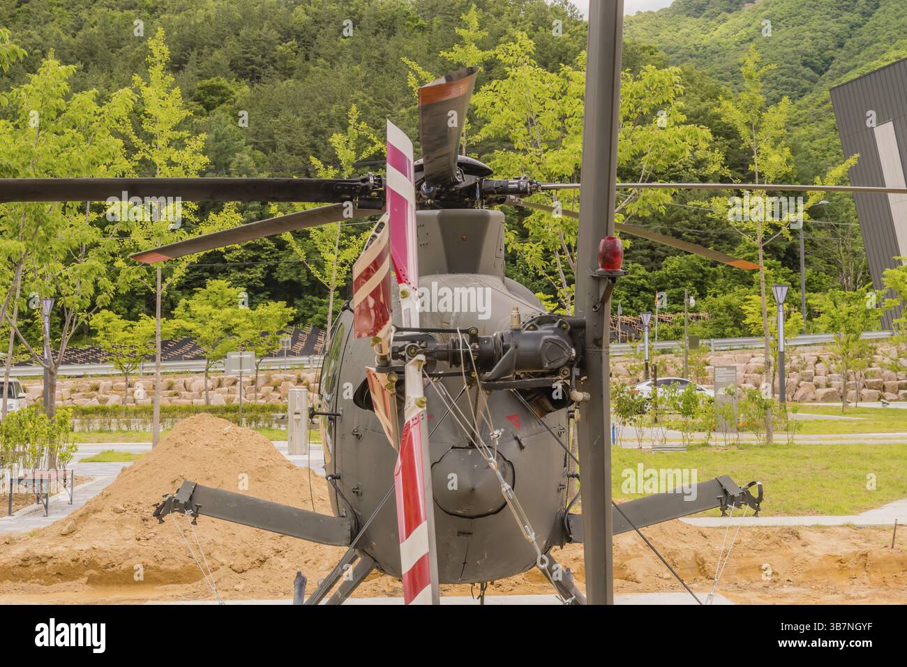 Seongju, South Korea. June 16, 2019: Closeup rear view of MD500 ...