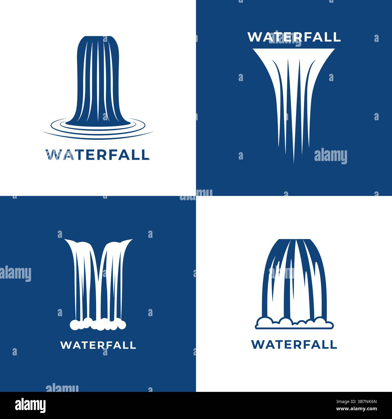Collection of four modern waterfall logos in minimalist style Stock ...