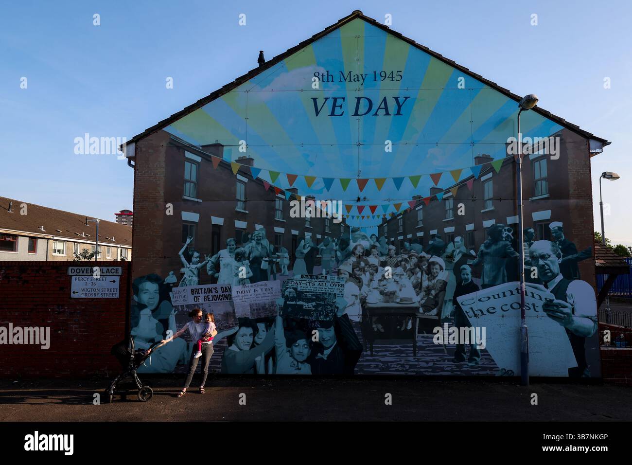A mural depicting ViE Day as seen on Dover Place off the Shankill Road ...