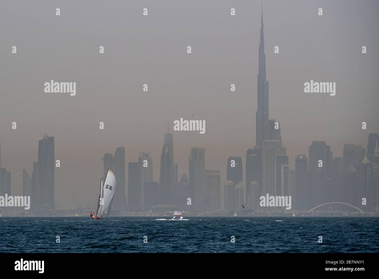 May 18, 2024, Dubai, United Arab Emirates: A dhow No 96 sails towards ...