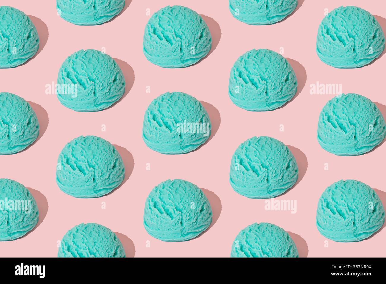 Blue ice cream pattern on pastel pink background. Summer food concept ...