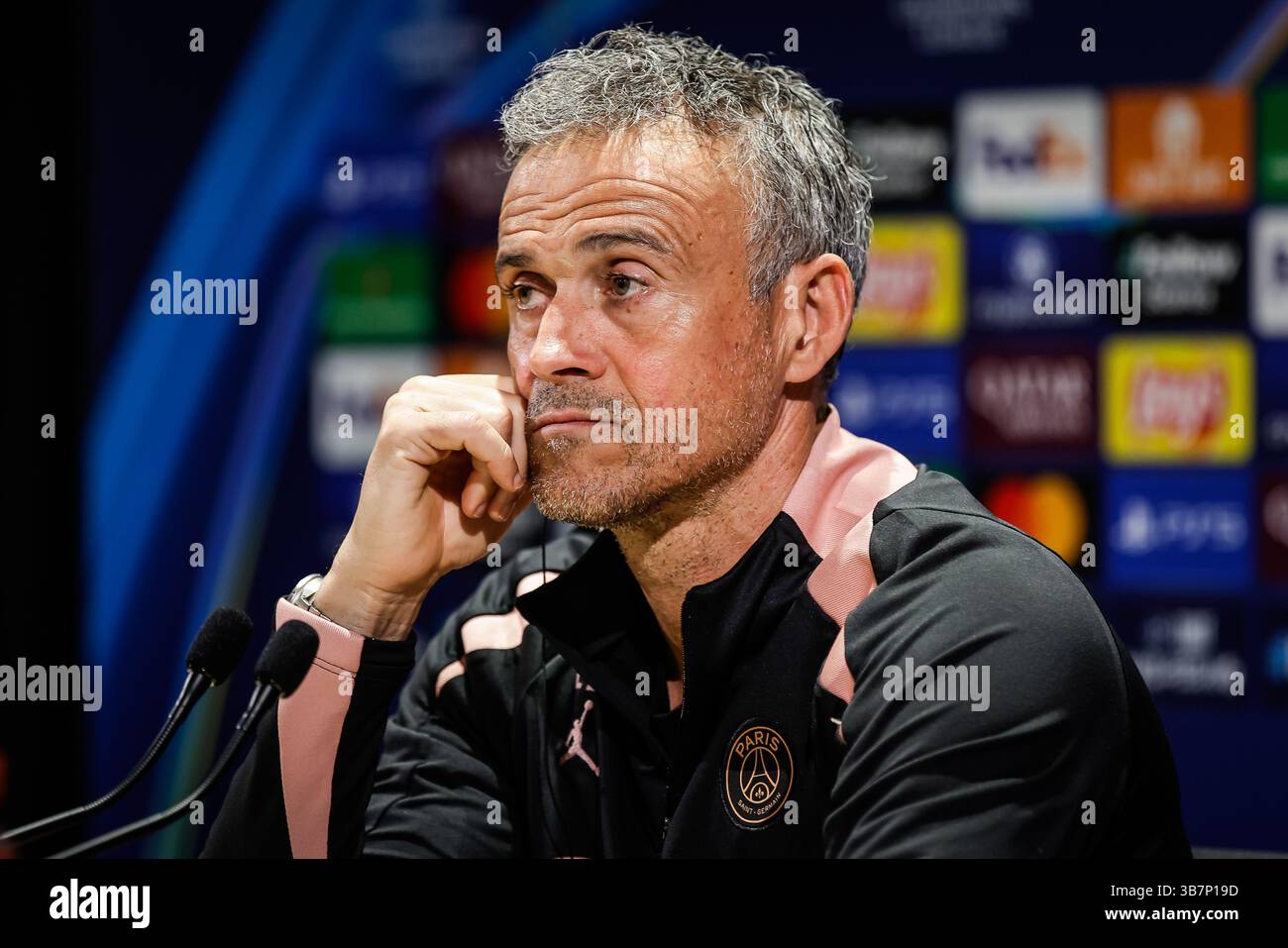 Poissy, France. 06th May, 2025. Luis ENRIQUE of PSG during the Press ...