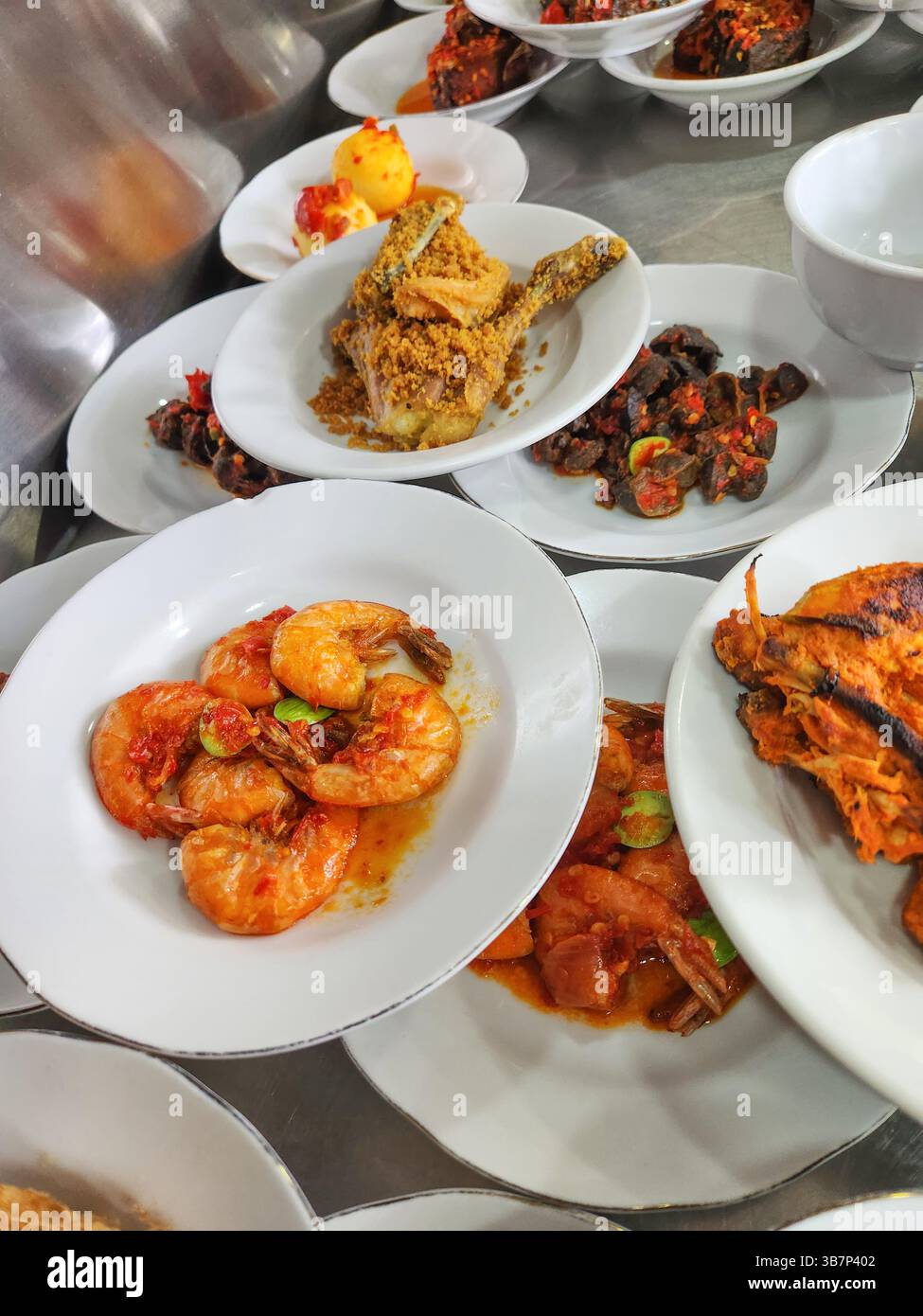 A selection of Padang dishes Minangkabau cuisine from West Sumatra in ...