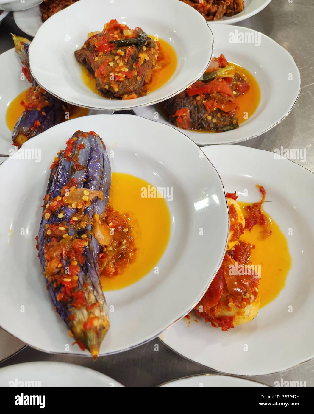 A selection of Padang dishes Minangkabau cuisine from West Sumatra in ...